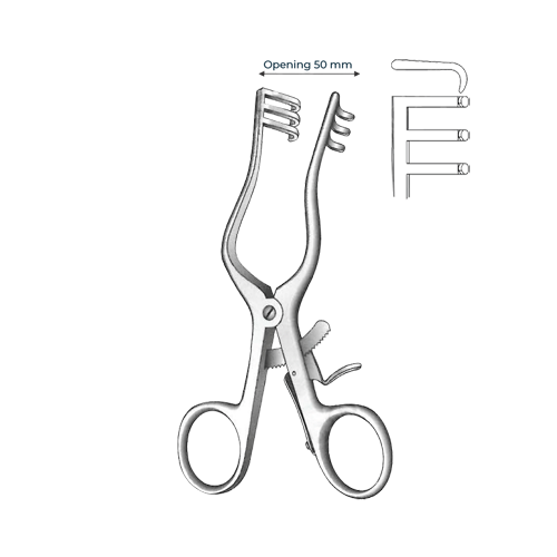 Weitlaner-Wullstein Retractor 14 cm / 5-1/2" - 3:3 Teeth ...